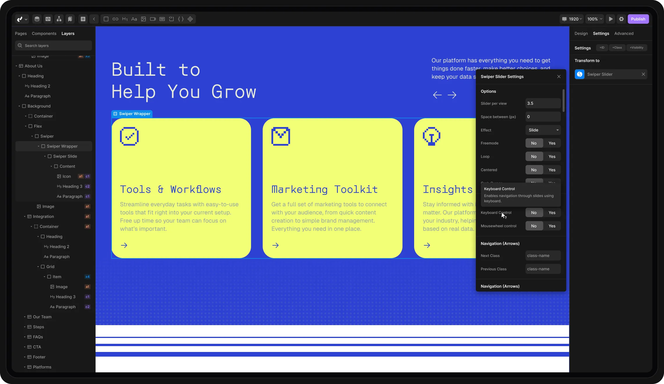 Flexible No-Code Visual Website Builder For Designers & Devs
